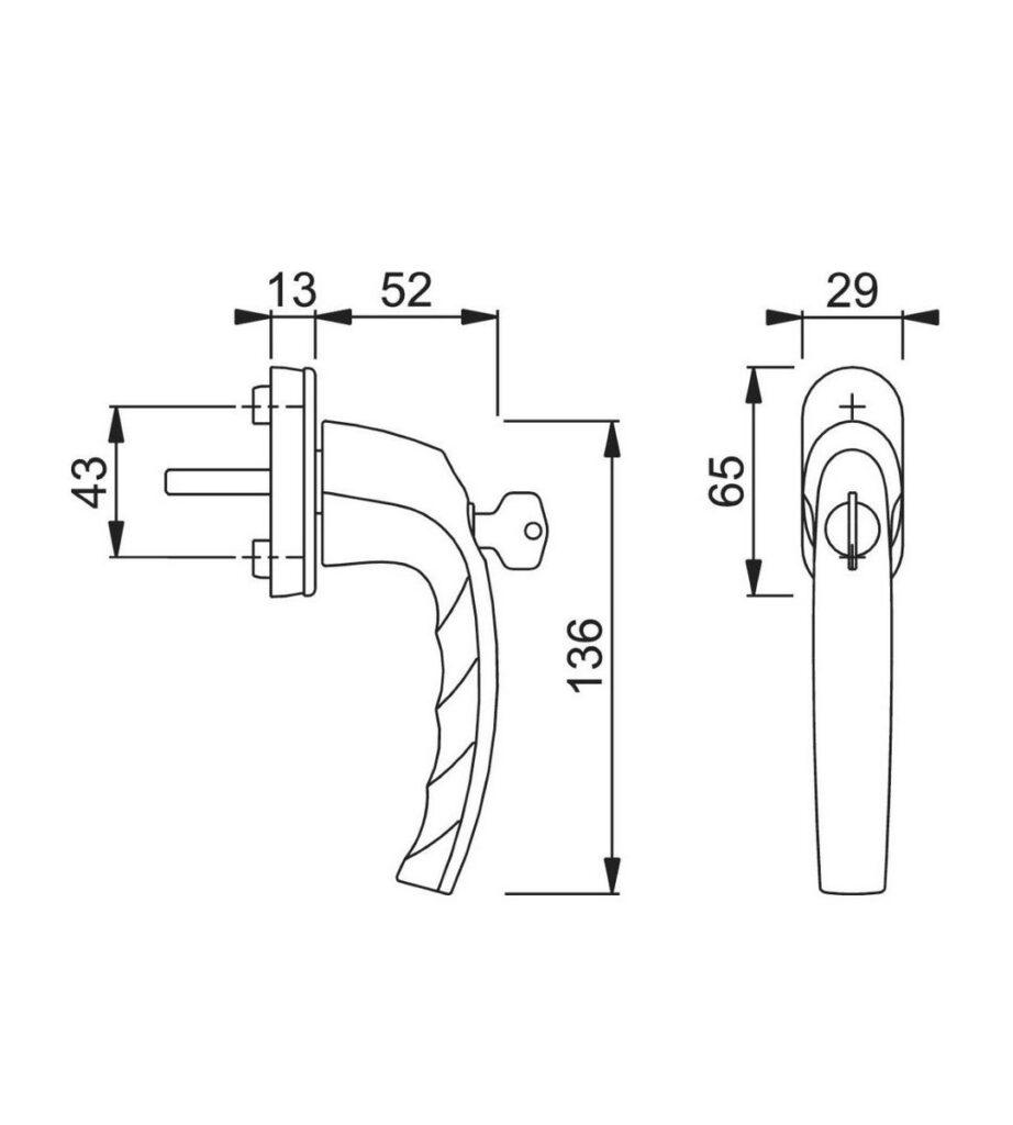 Hoppe Atlanta Tilt Before Turn Locking White 38mm Spindle Window Handle ...