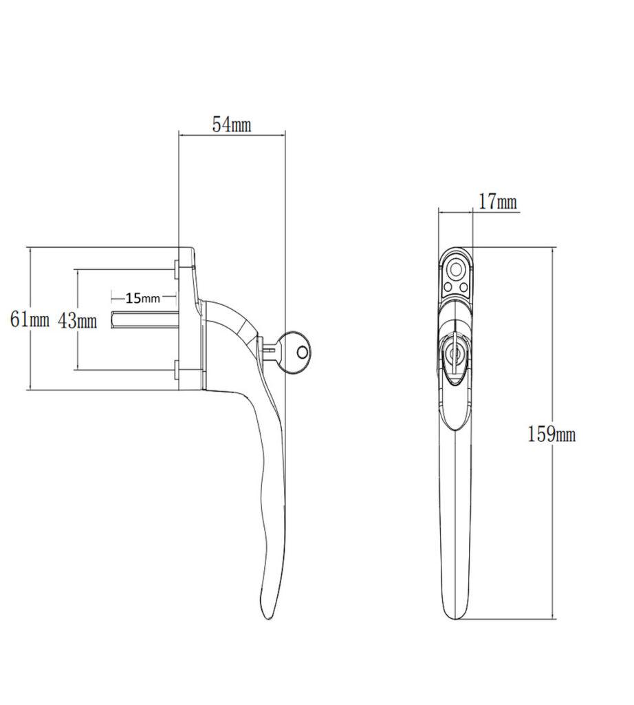 Endurance MK3 Chrome - Inline 15mm Spindle Window Handle - Sealco Scotland