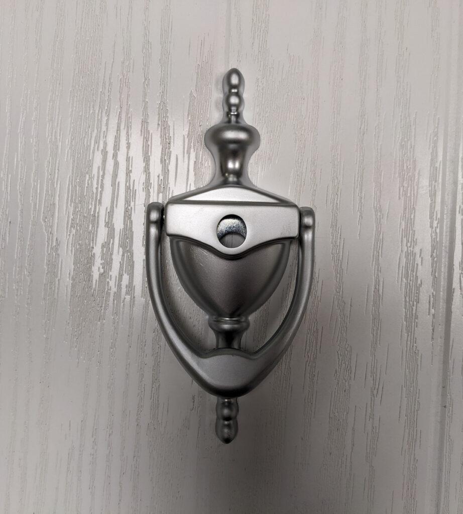 Endurance Urn Door Knocker with Spy Hole Satin Silver - Sealco Scotland